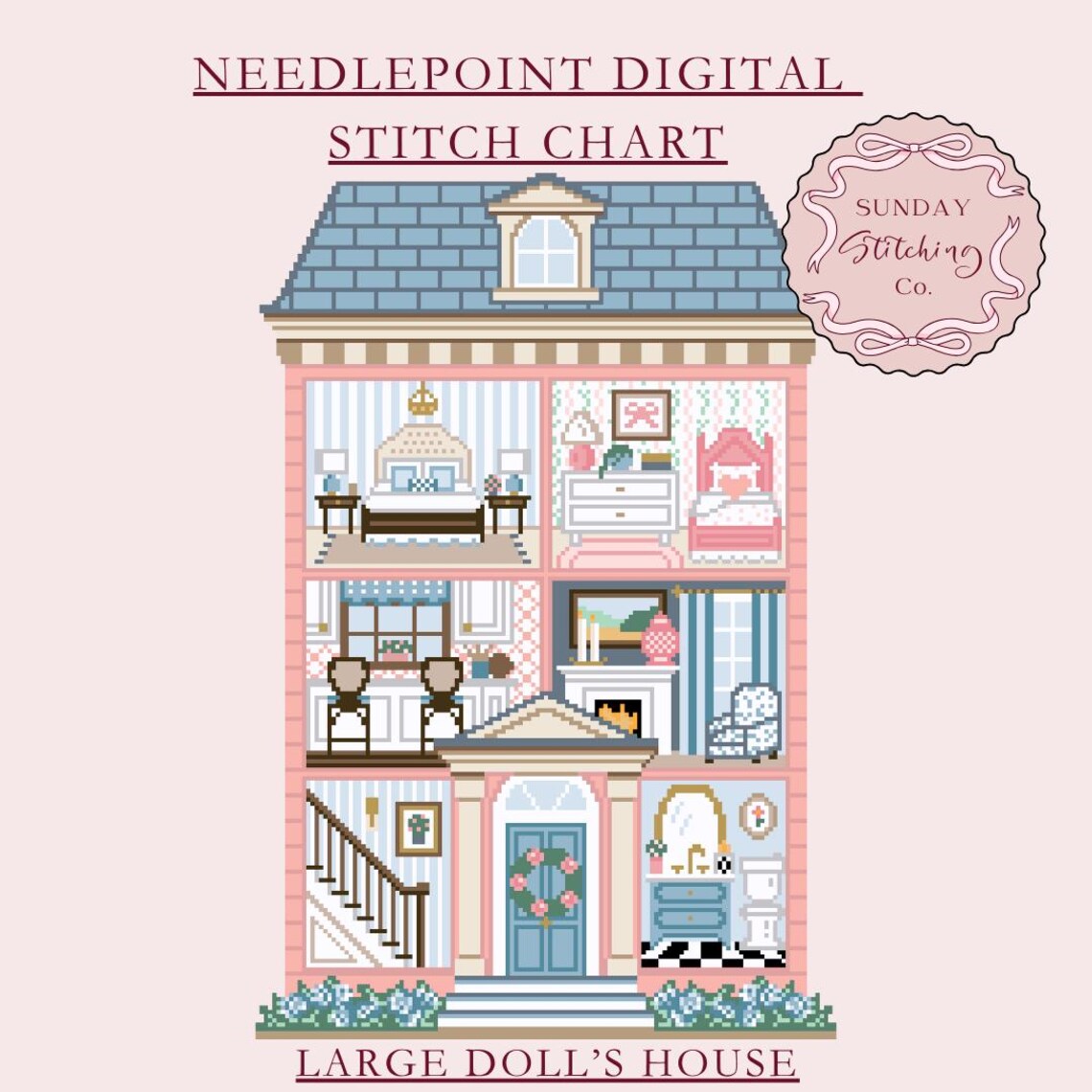 Dolls House Needlepoint Chart - Dollhouse Digital PDF Download, Counted ...