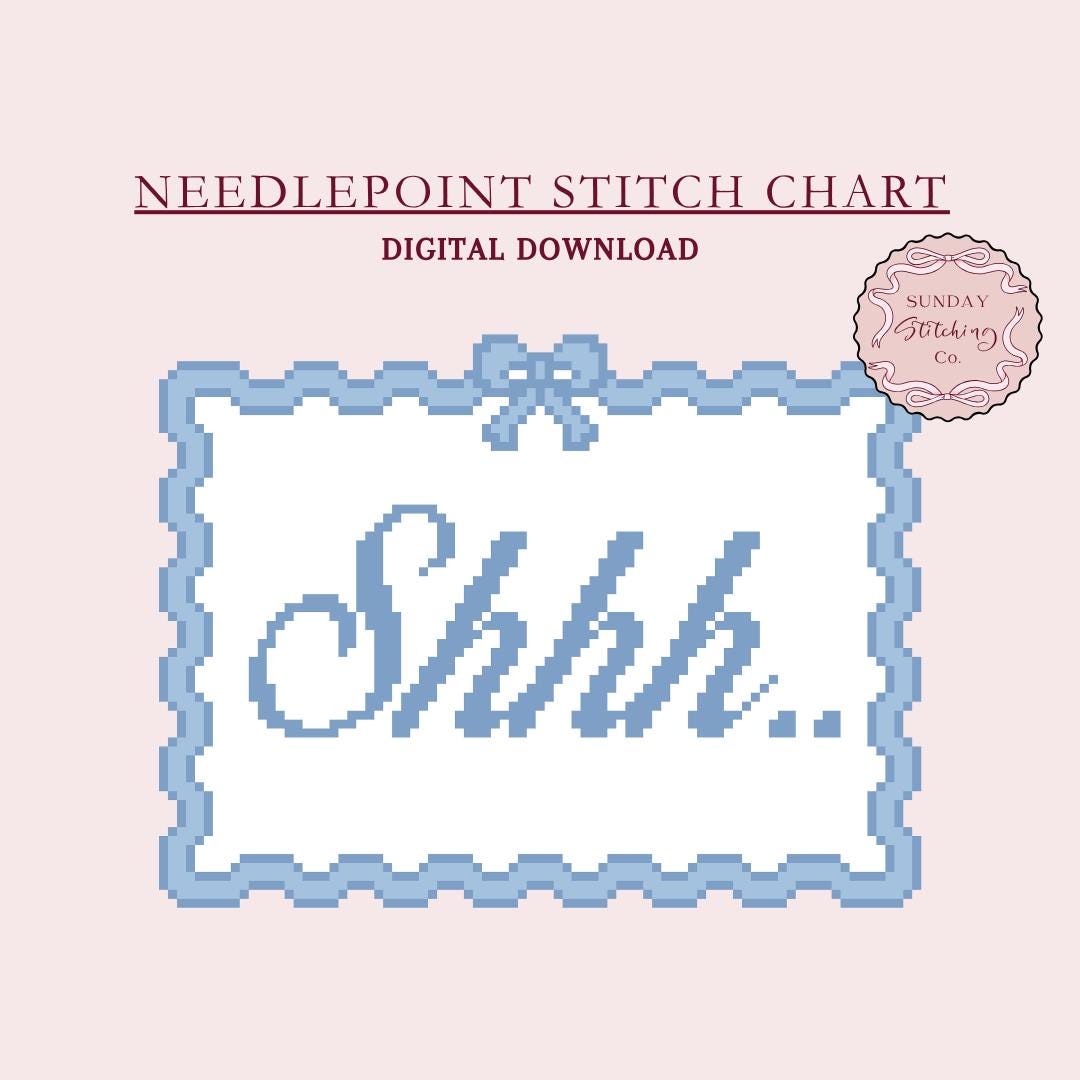 Digital Needlepoint Chart Baby Sleeping "shhh" Pillow Design, Counted ...