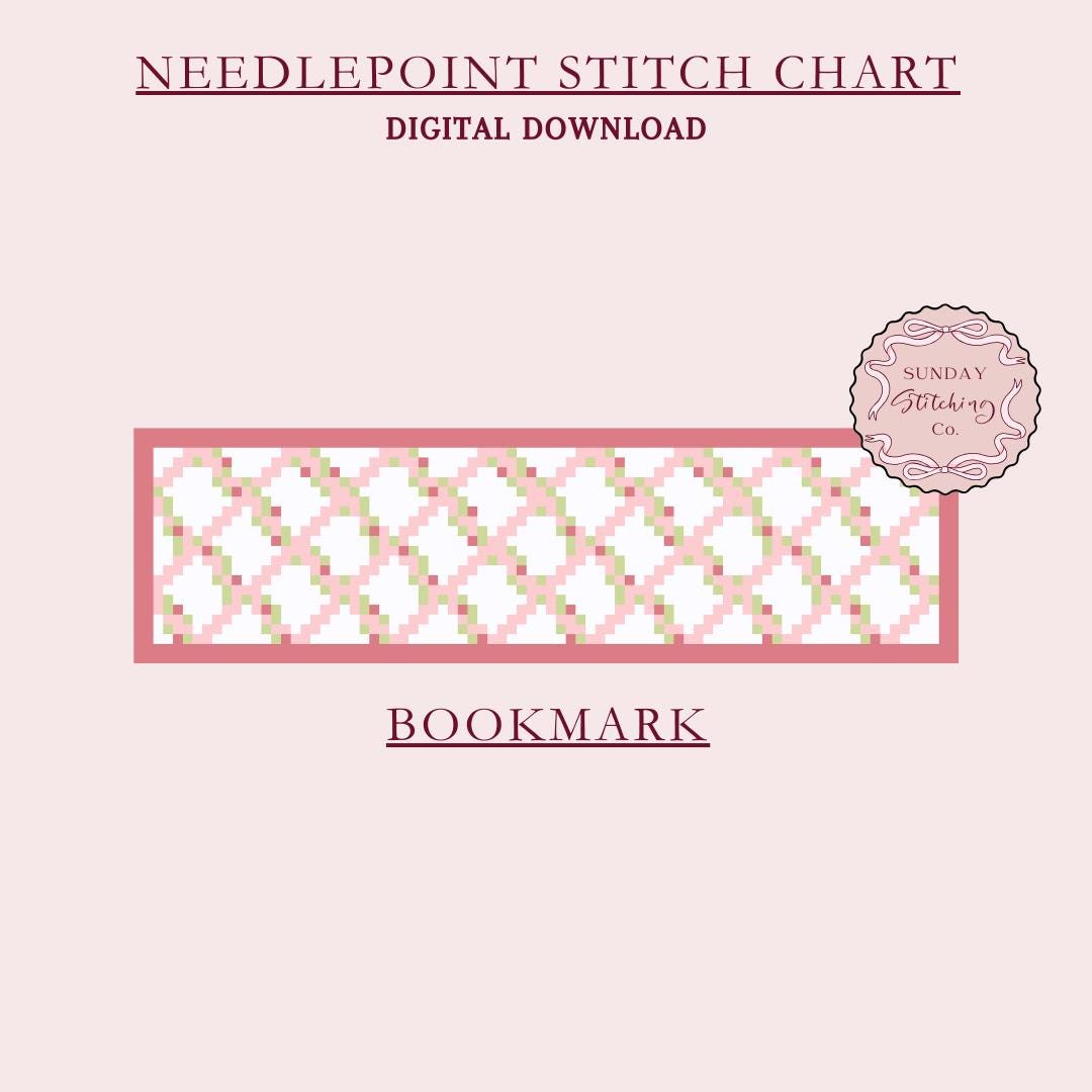 Needlepoint Bookmark Chart Trellis - Floral Pattern, Counted Cross ...