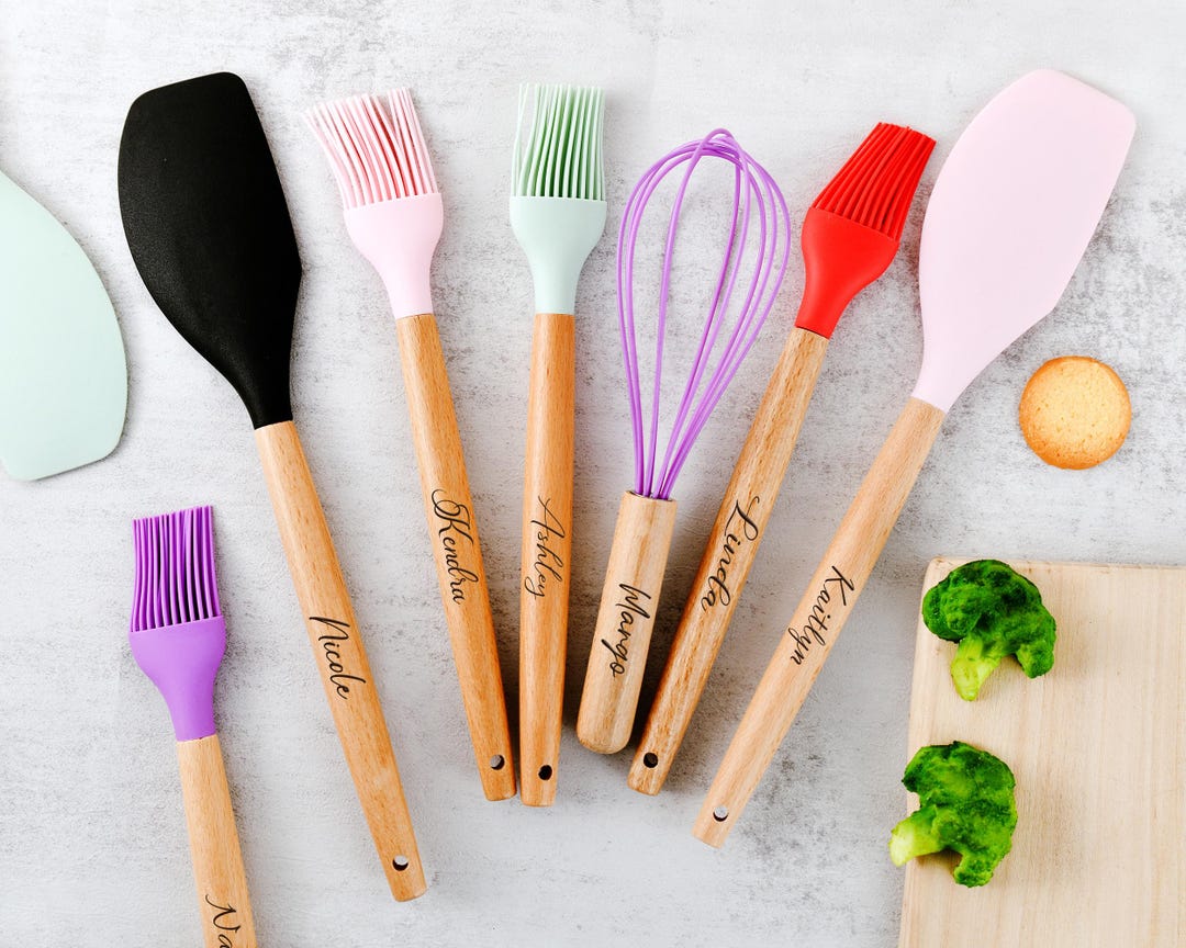 Personalized Kitchen Utensil Set – Includes a Whisk, Brush, and Spatula ...