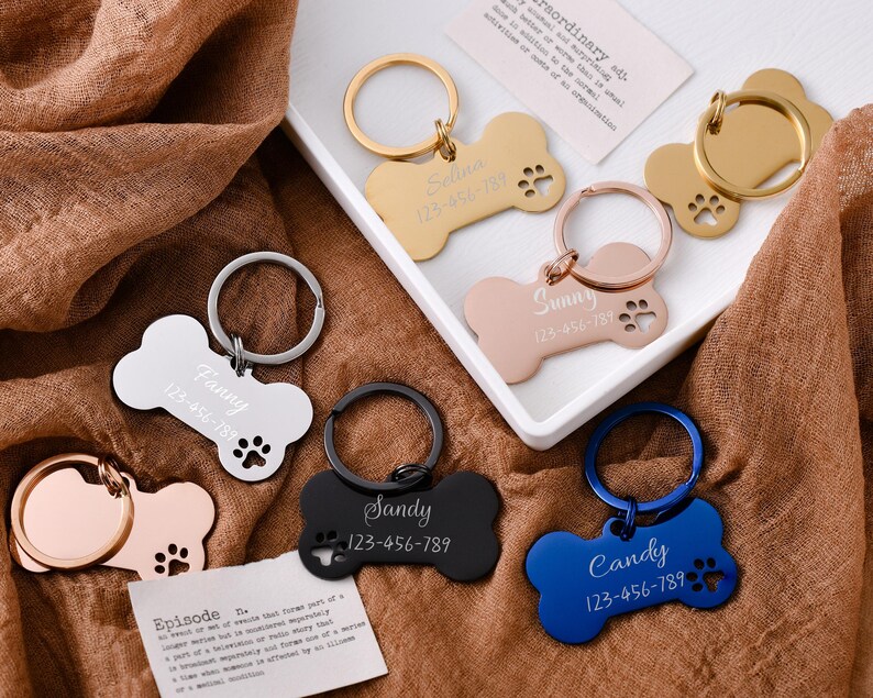 Personalized Engraved Pet Tags and Keychains Set. Gifts Suitable for ...