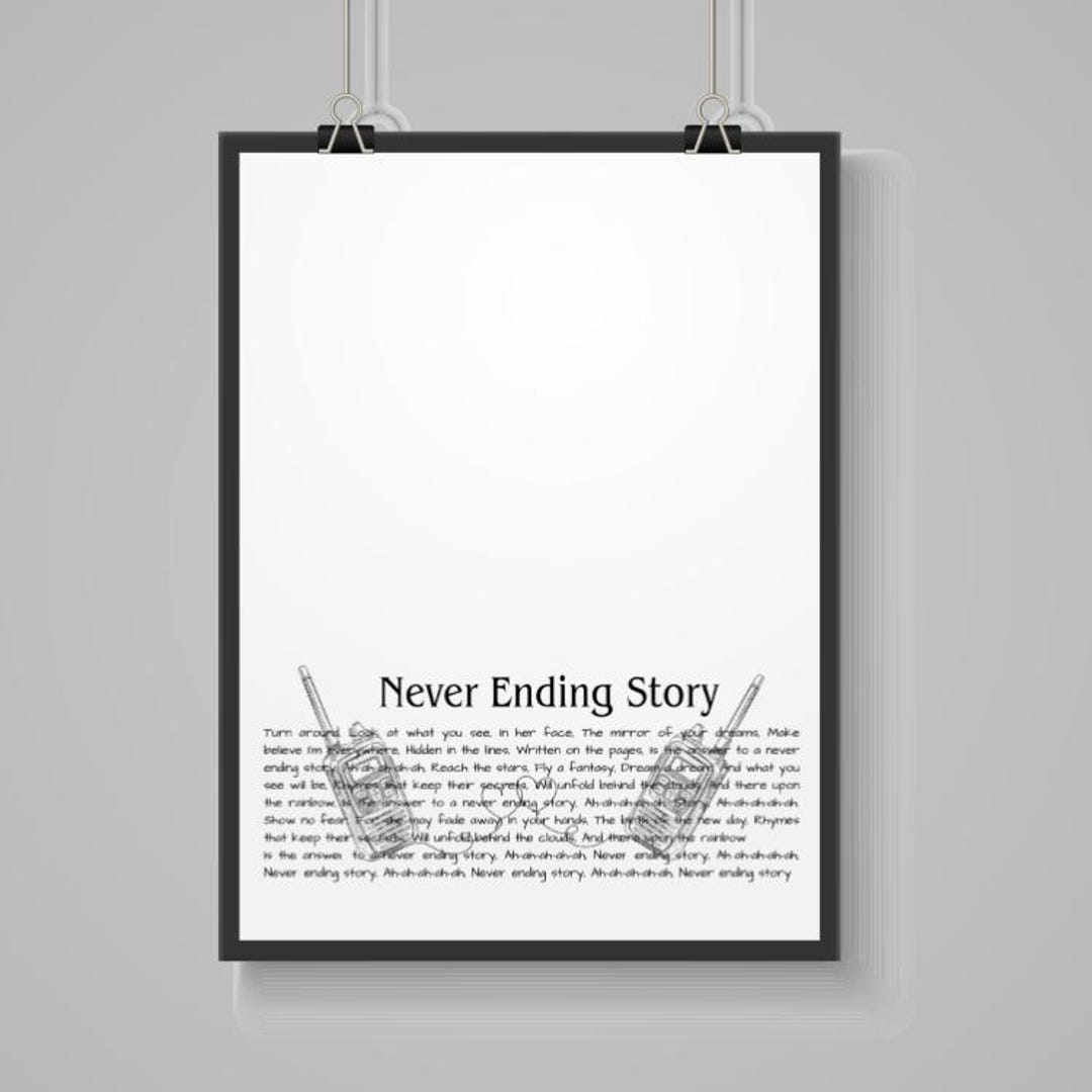 The Neverending Story | A4 / A3 Satin Oyster 265gsm Lyric Print - Etsy UK