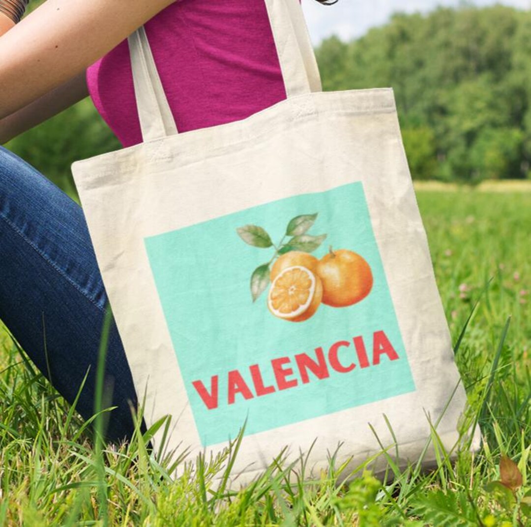 Valencia Citrus Cotton Tote Bag, Eco-friendly Grocery Bag, Sustainable ...