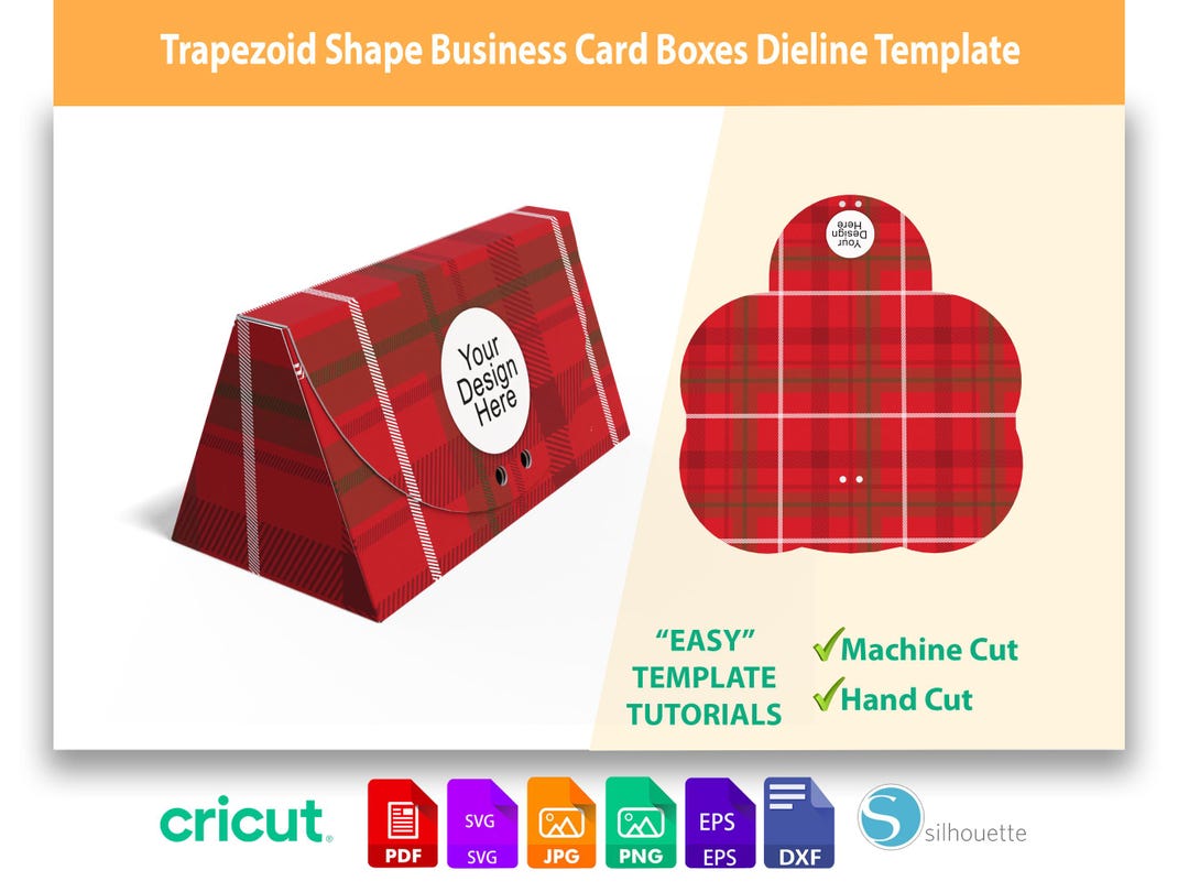 Trapezoid Shape Business Card Boxes Dieline Box Template SVG - DXF ...