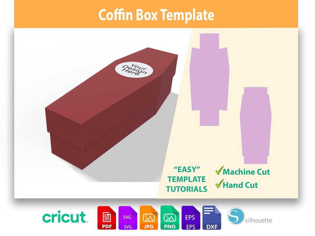 Coffin Box Template SVG PDF | DIY Casket Gift Box for Halloween ...