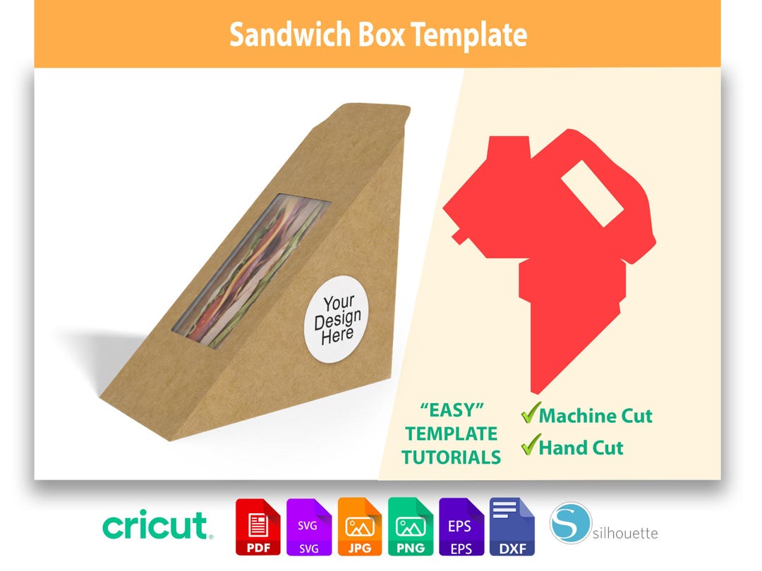 Sandwich Box Template | Printable & Resizeable SVG Cut File - Etsy