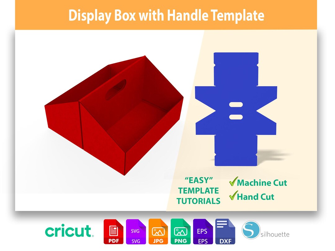 Display Box Template With Handle | Display Packaging SVG | Carrying Box ...