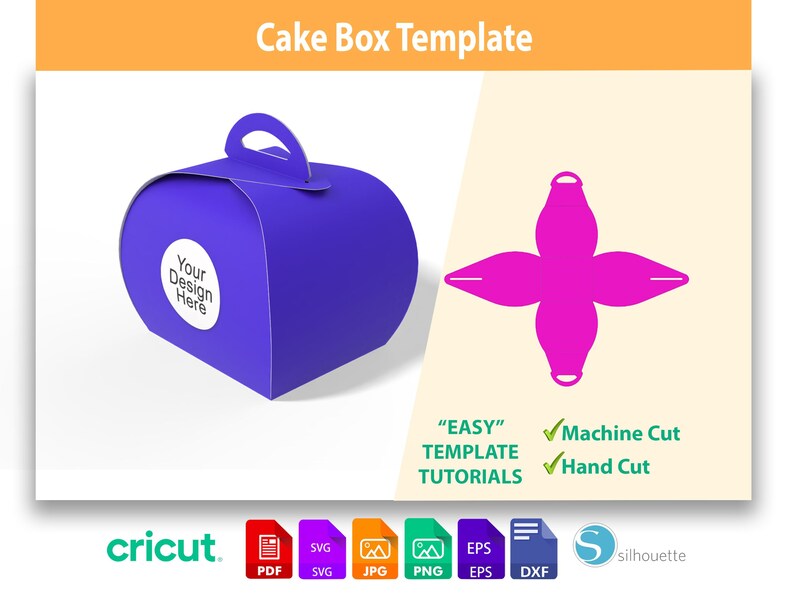 Cake Box Template | DIY Pie Box SVG | Bakery Packaging File - Etsy