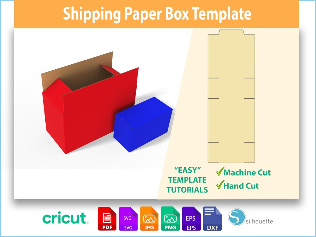 Shipping Box Template SVG - DXF Cutting File | Rectangle Box Template ...