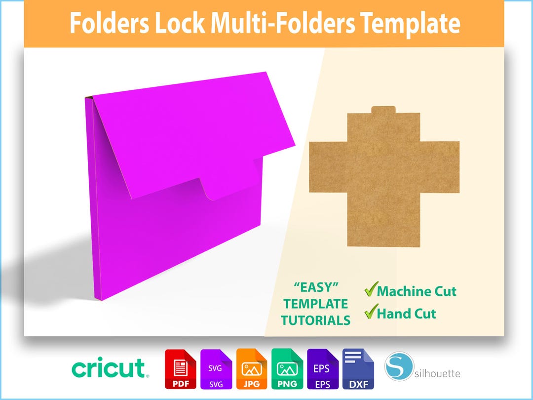Folders Lock Multi-folders Box Template SVG - DXF Cutting File ...