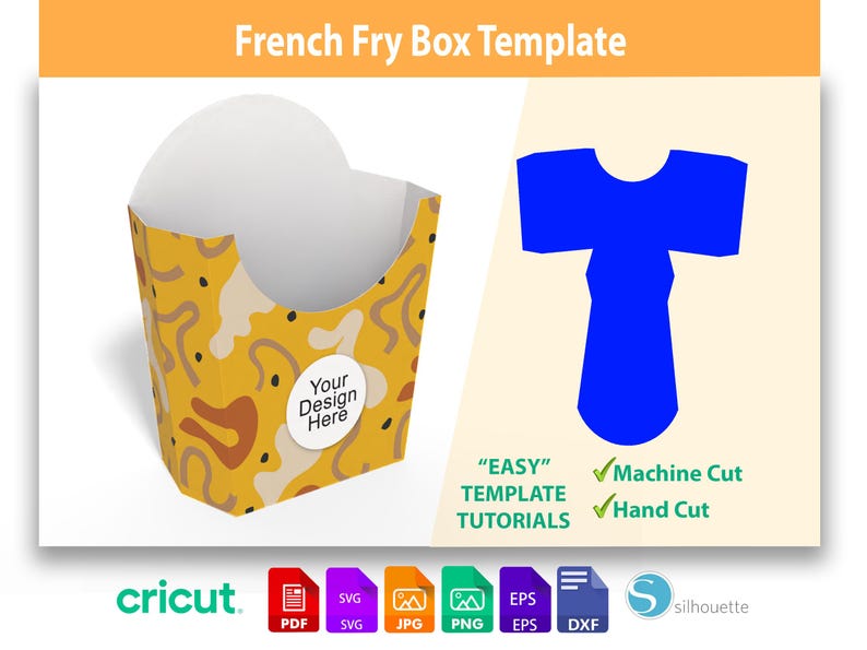 French Fry Box Template | Snack Box SVG | Printable Packaging & Label ...