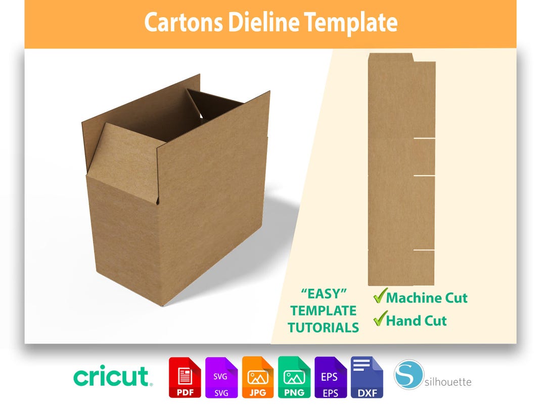 Cartons Dieline Box Template SVG - DXF Cutting File | Packaging Box ...