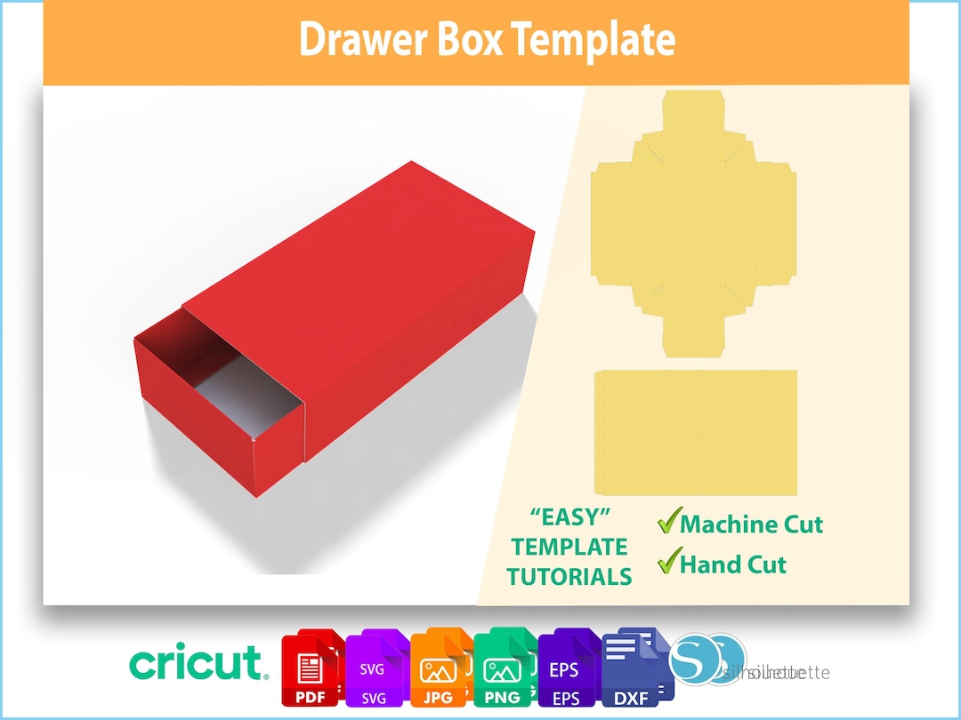Drawer Box Template SVG DXF - Printable Sliding Box Design for Cricut ...