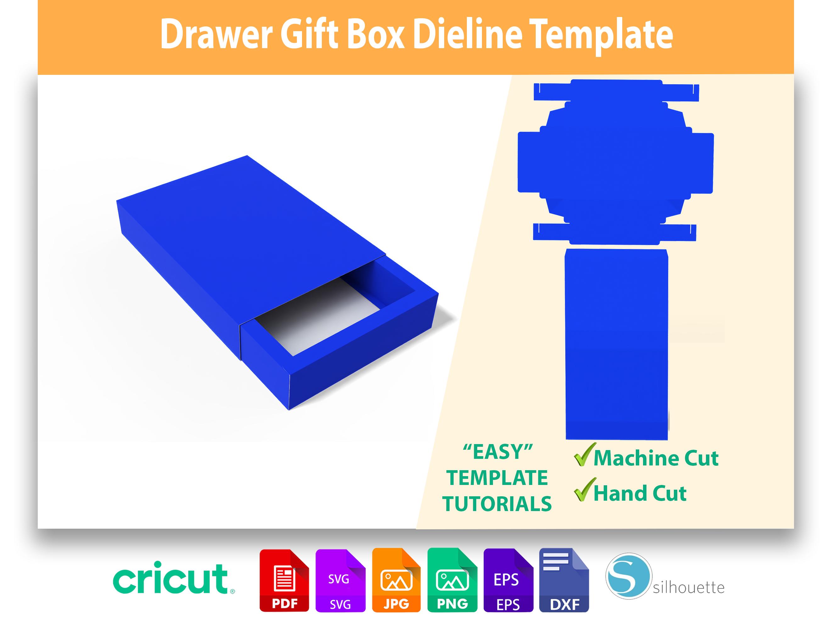 Drawer Gift Box Dieline Box Template SVG - DXF Cutting File | Packaging ...