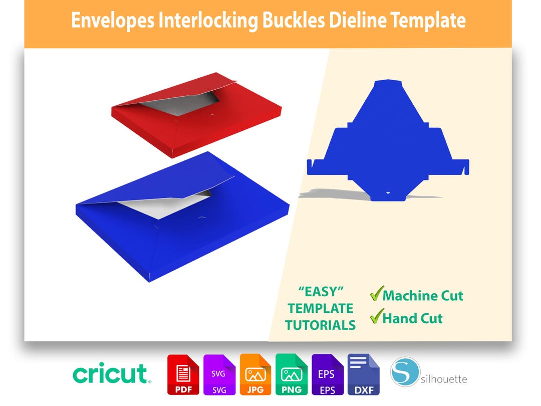 Envelopers Interlocking Buckles Dieline Box Template SVG - DXF Cutting ...