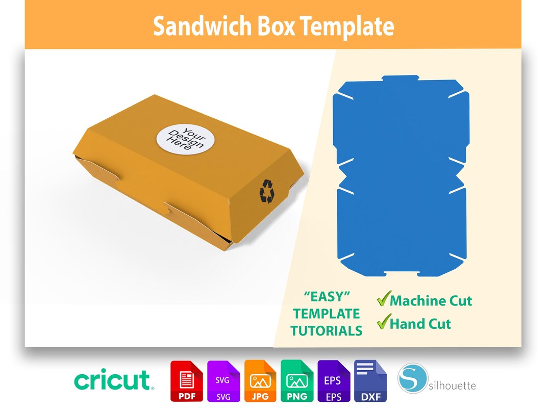 Food Box Template - Printable Sandwich Box SVG | Food Box & Snack ...