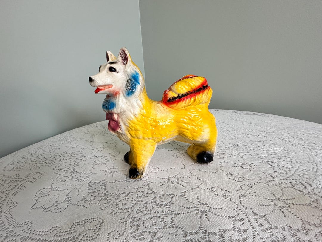 Vintage Chalkware Collie Figurine – Midcentury Carnival Dog With ...