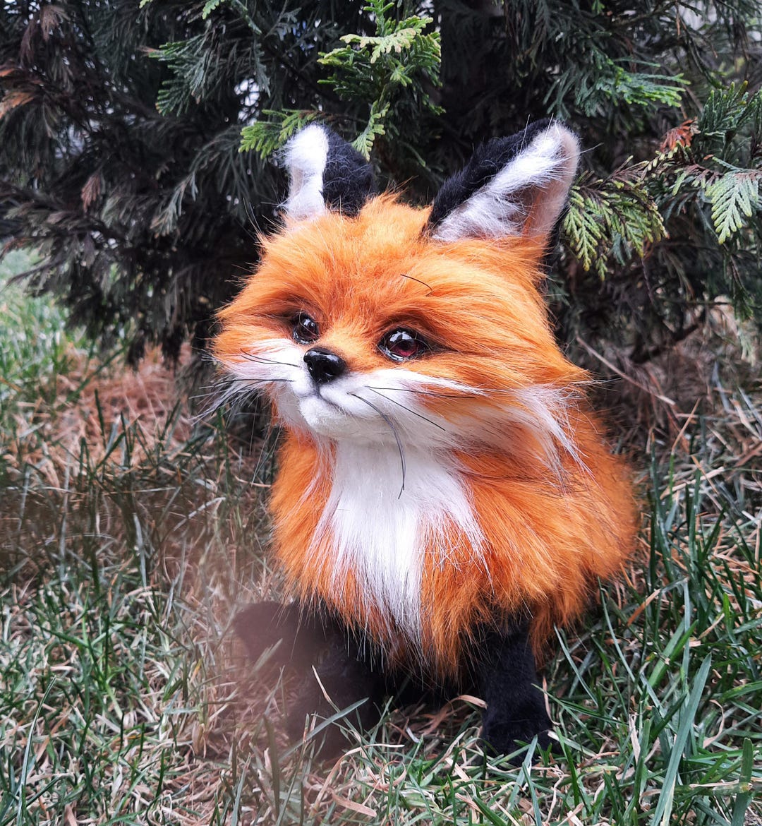 Realistic Red Fox Furry Plushie Taxidermy Stuffed Animal Bookshelf ...