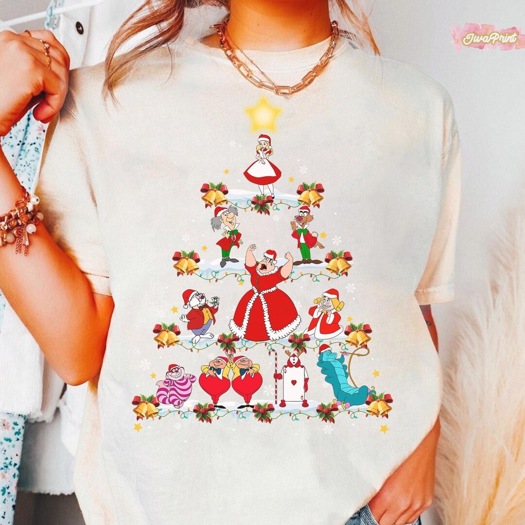 Disney Alice in Wonderland Christmas Tree and Lights T-shirt, Crop Top ...