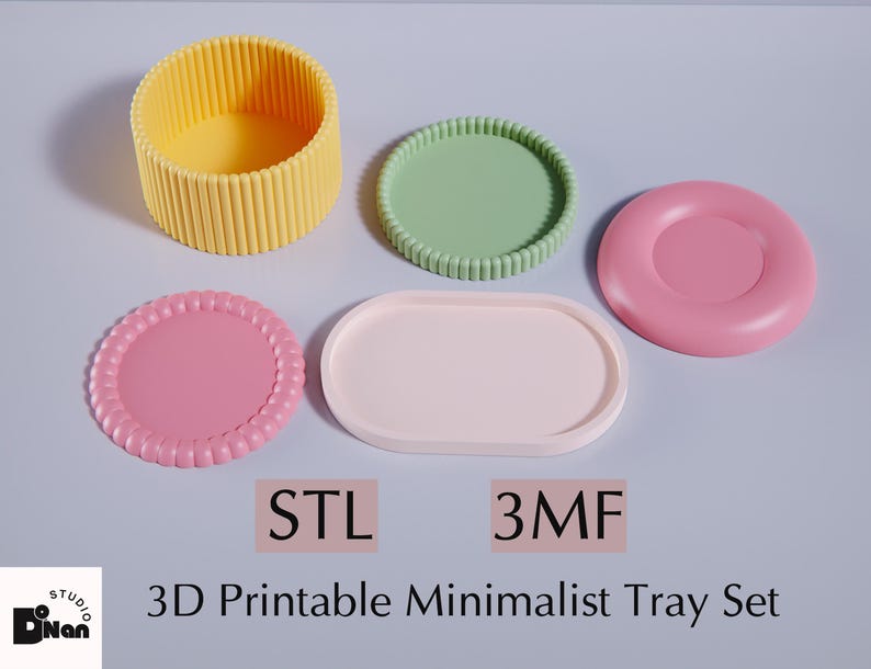 3D Printed Tray STL & 3MF – Minimalist Home Decor, Decorative Tray Set ...