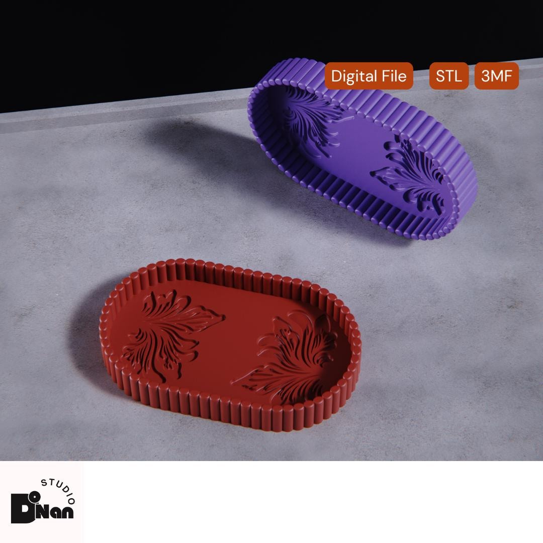 Leaf Pattern Oval Tray - STL File for 3D Printing (digital Download) - Etsy