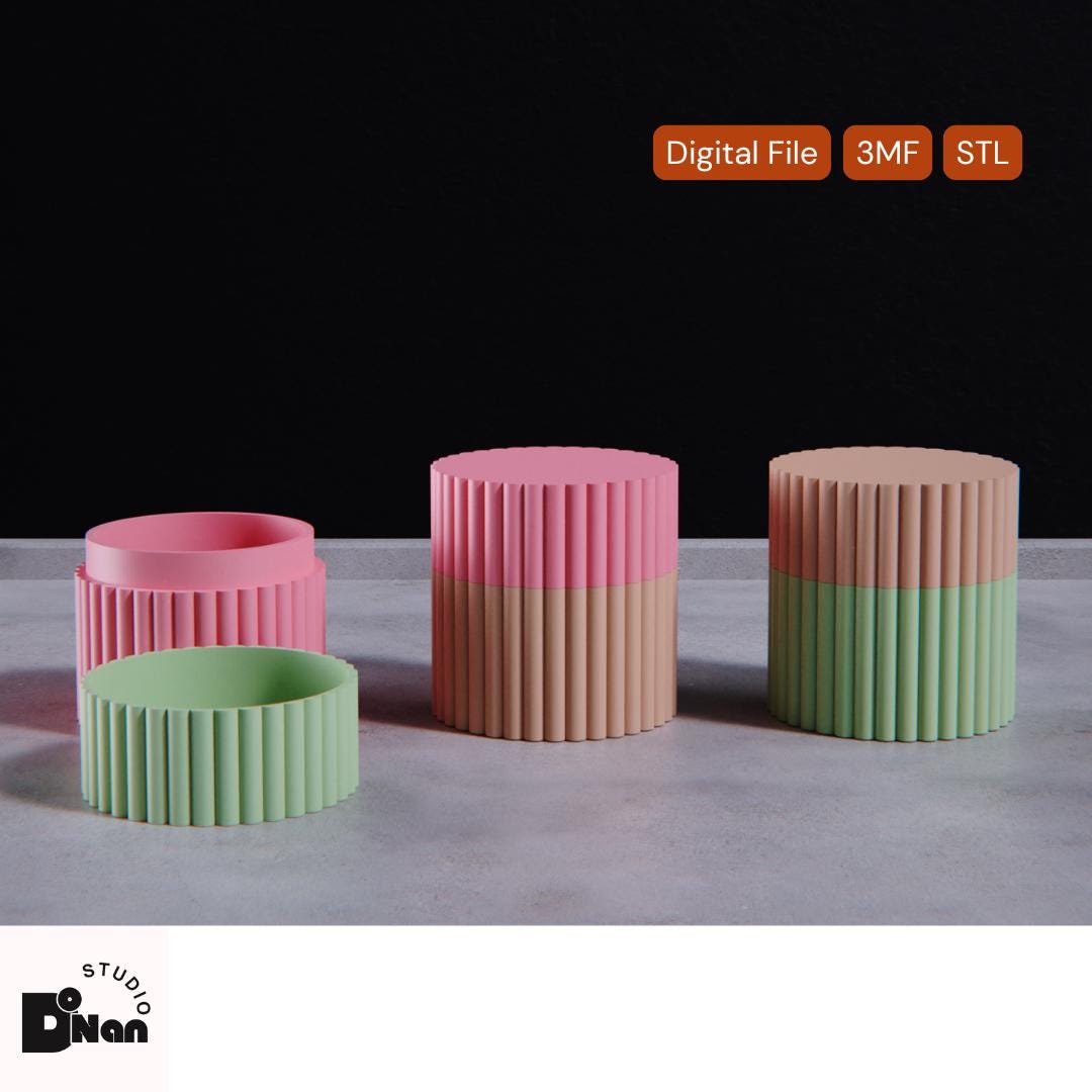 Ribbed Storage Box Set: Modern 3D Print STL Files - Etsy