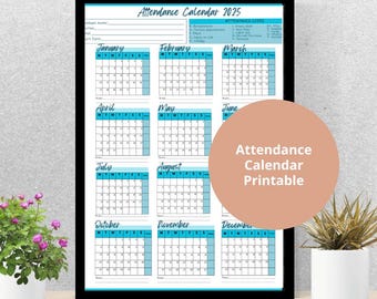 2025 Printable Calendar for Employee Attendance, School PTO Schedule ...