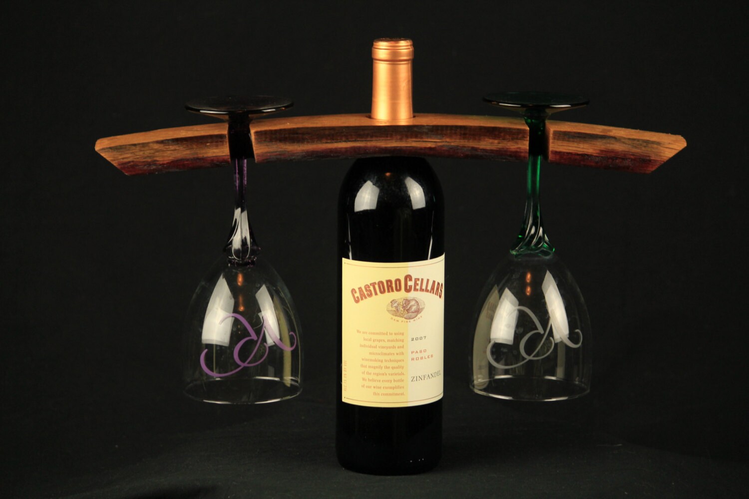 Wine Bottle & 2 Glass Rack Oak Wine Barrel Stave Staves - Etsy