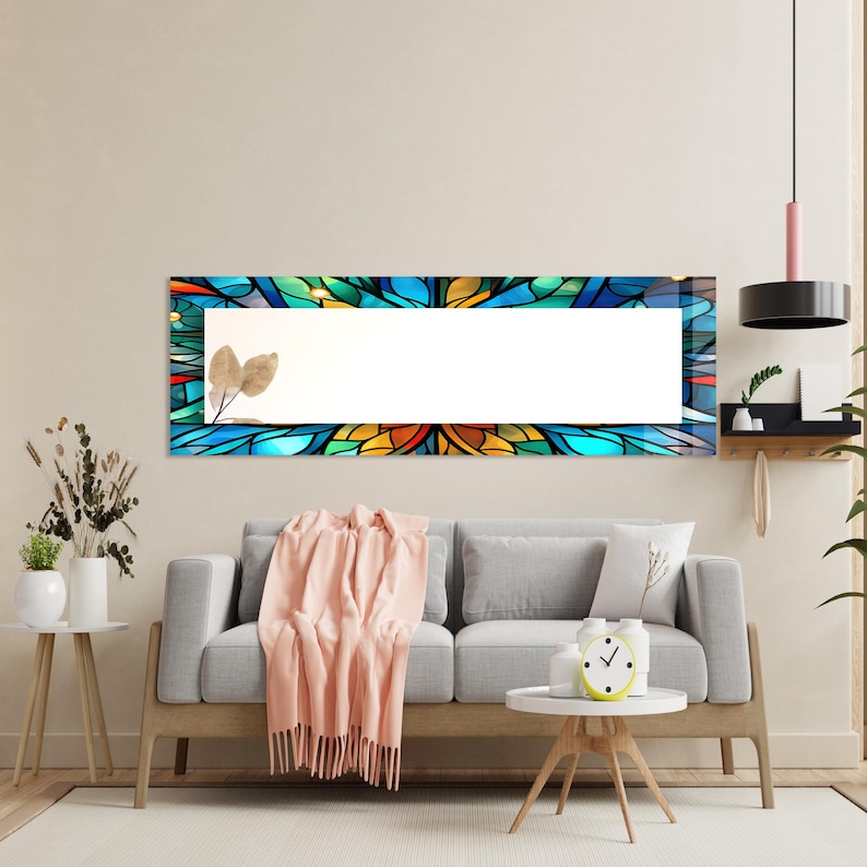 Floral Abstract Round Wall Mirror: Tempered Glass Decor - Etsy