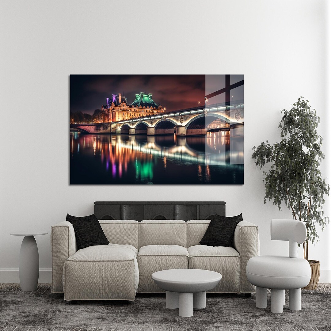 Bridge Glass Wall Decor, Abstract Extra Large Wall Art, Stained Glass ...