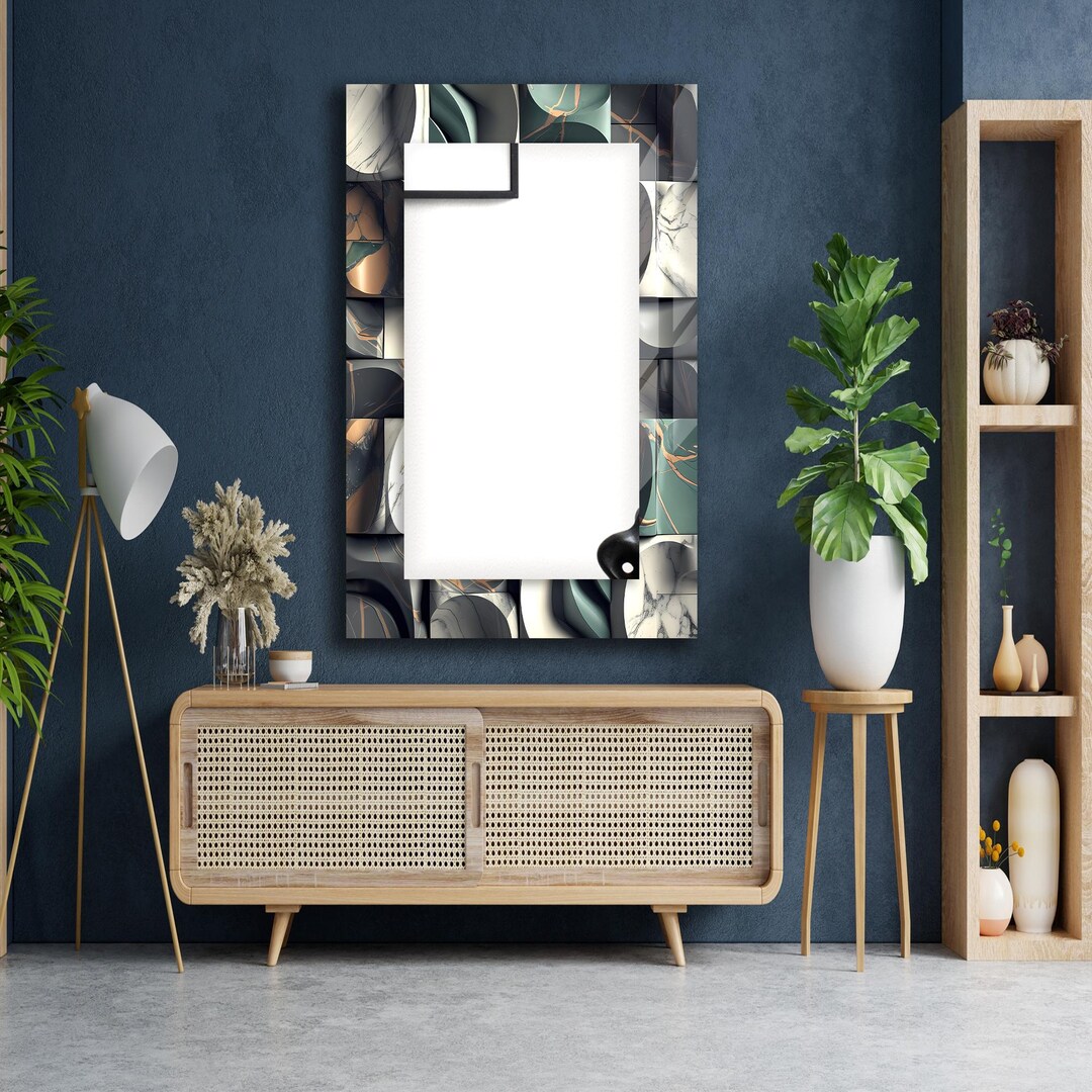 Abstract Tempered Glass Wall Mirror: Modern Living Room Decor - Etsy