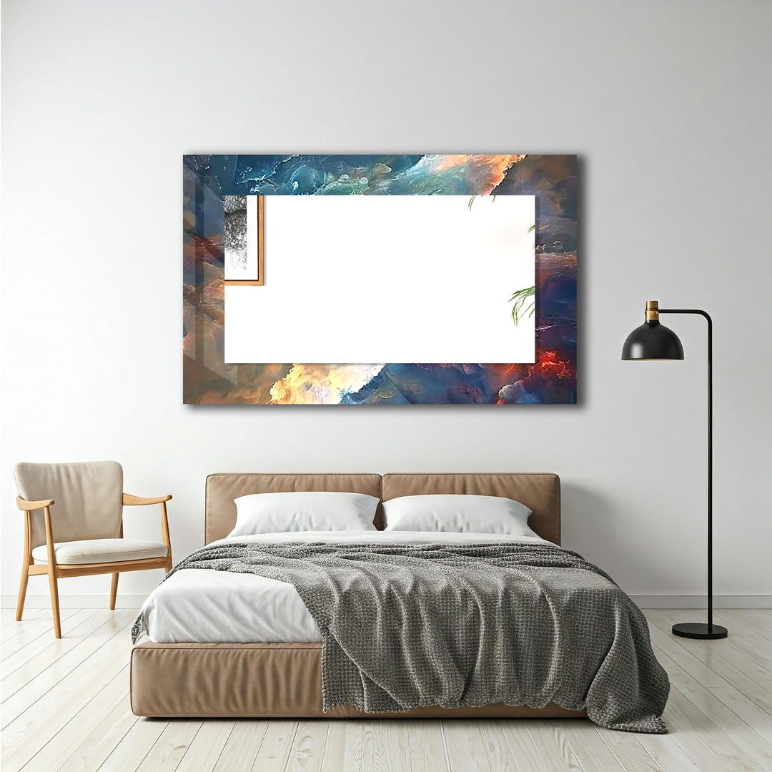 Abstract Tempered Glass Wall Mirror: Modern Home Decor - Etsy