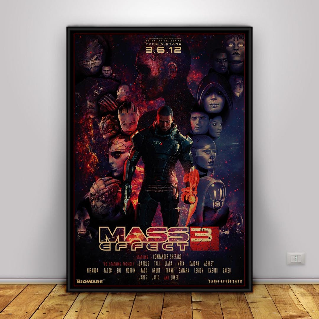 Mass Effect Poster | Commander Shepard Wall Art | Home Decor | Kraft ...