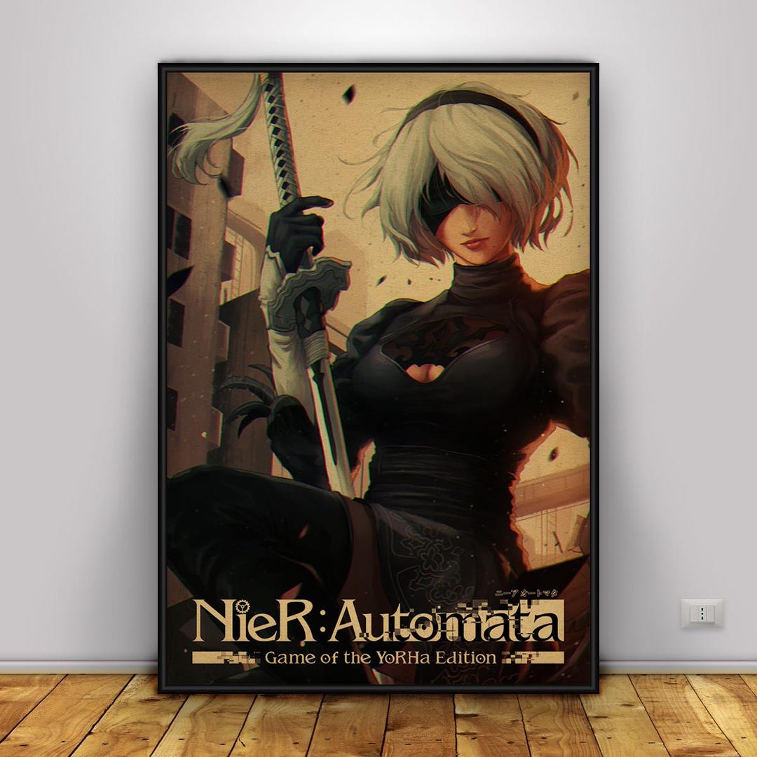Nier Automata Poster | 2B Wall Art | Home Decor | Kraft Paper Print ...