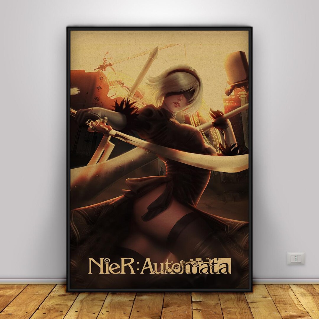 Nier Automata Poster | 2B Wall Art | Home Decor | Kraft Paper Print ...