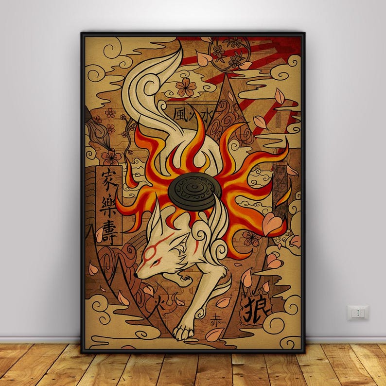 Okami Poster | Amaterasu Wall Art | Home Decor | Kraft Paper Print ...