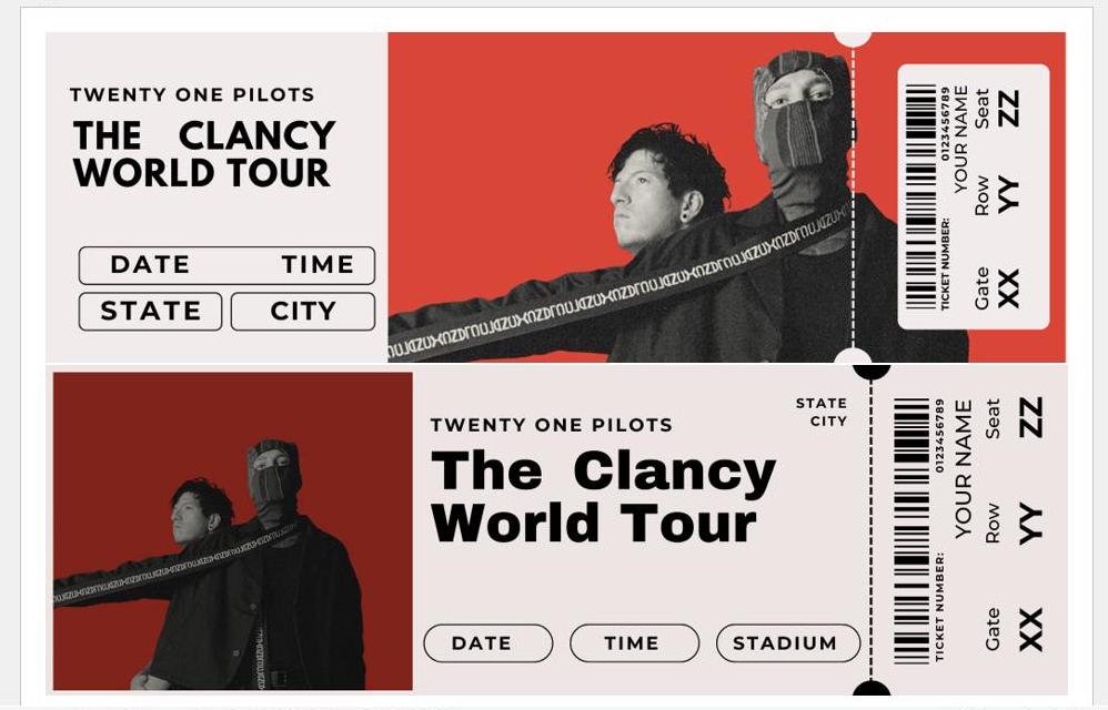 Twenty One Pilots the Clancy World Tour Custom Ticket - Etsy