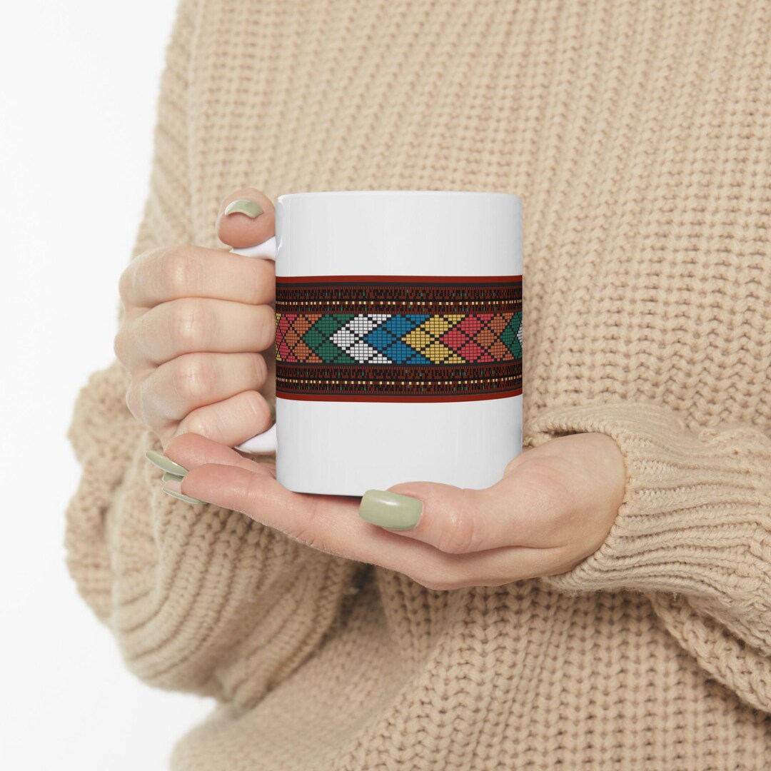Ceramic Mug, Ethiopian Tillet Design - Unique Coffee Cup, African Tea ...