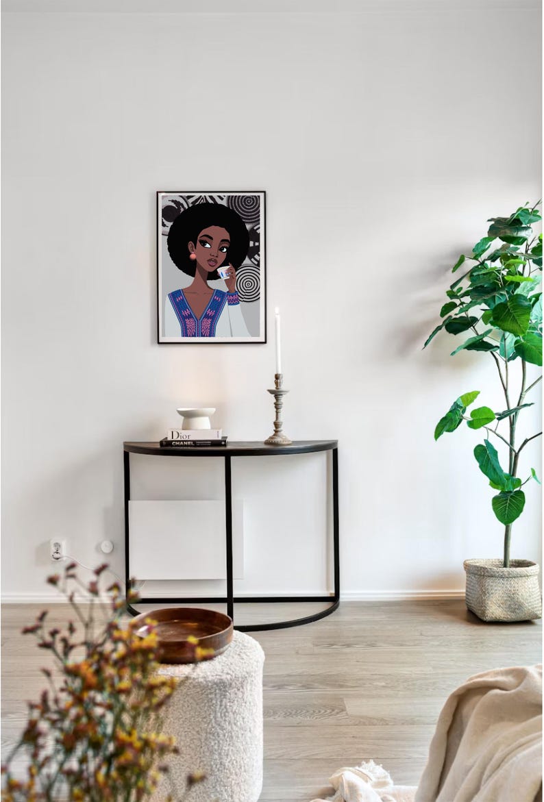 Ethiopian New Year Art: Enkutatash Woman in Adey Abeba Field (digital ...