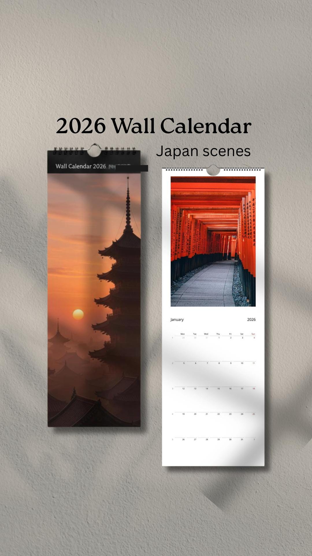 2026 Japanese Wall Calendar, Japan Scene Art, Minimalist Home Decor - Etsy