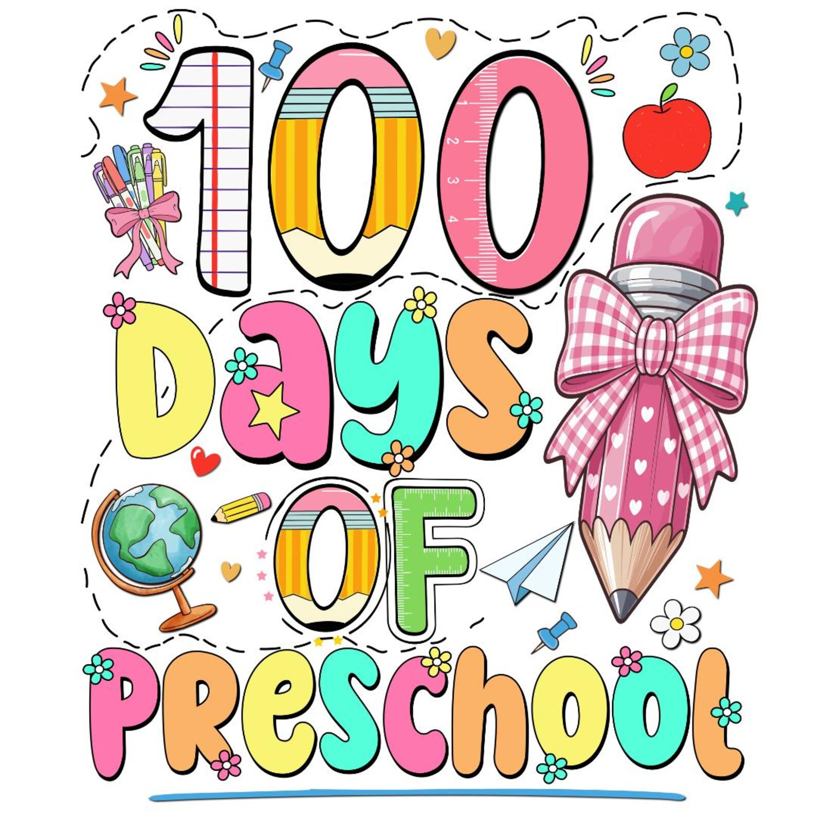Happy 100th Day of Preschool PNG | Cute School Celebration Design ...