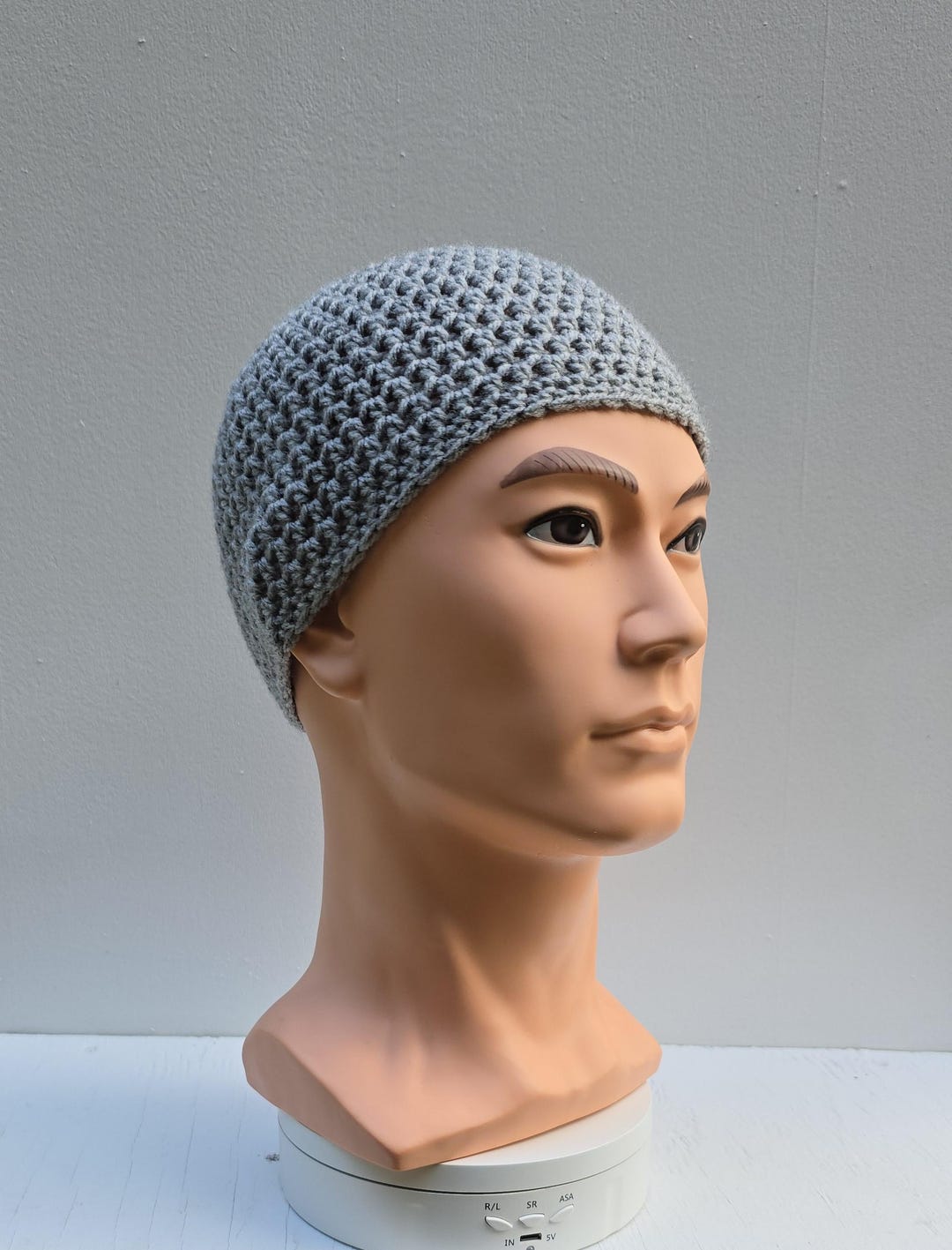 READY TO SHIP- Men's or Boys Crochet Beanie/light Grey Crochet Beanie ...