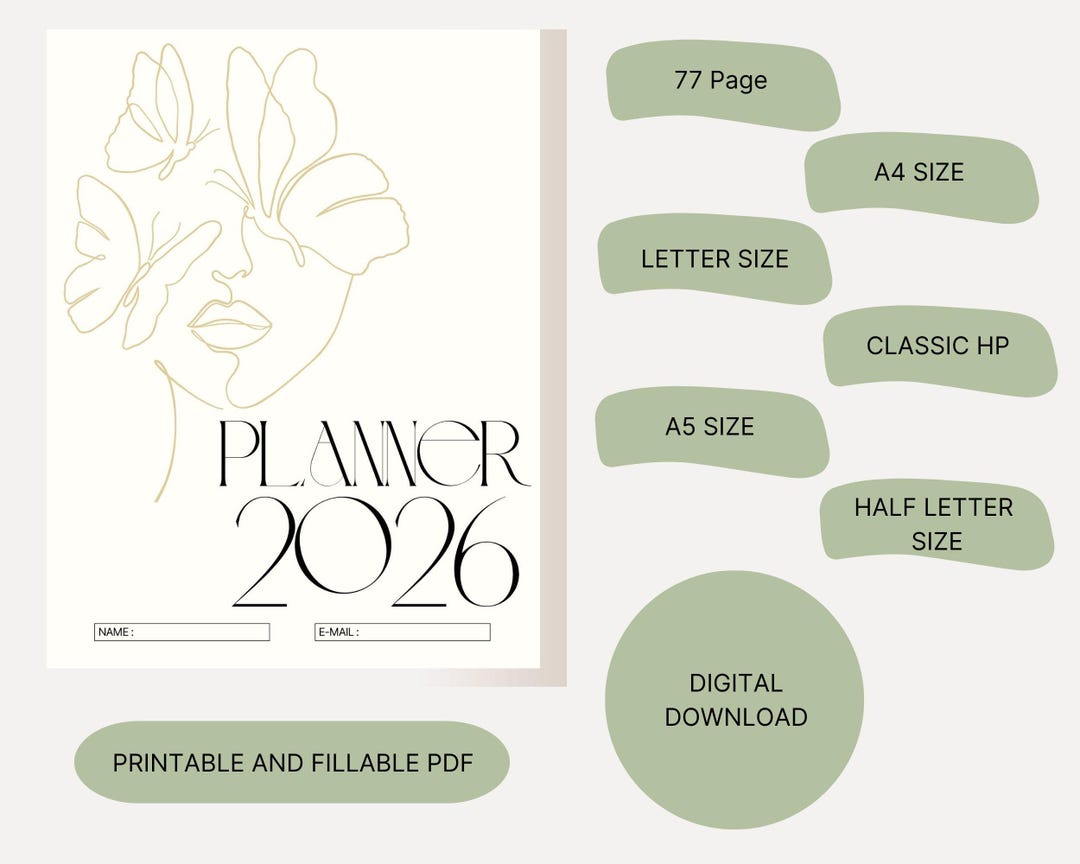 Printable Undated Planner: Minimalist Weekly, Monthly, Yearly Organizer ...