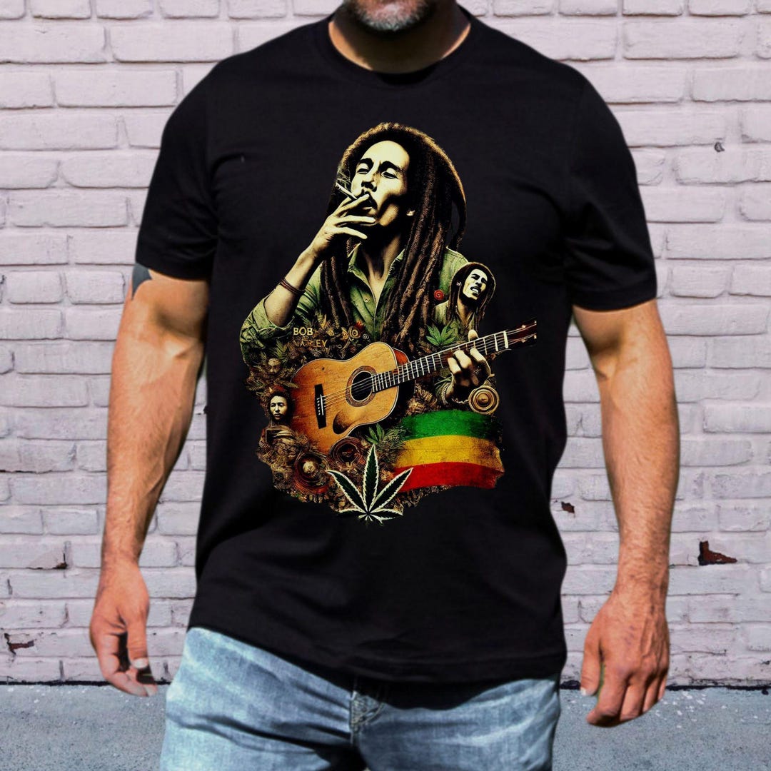 Bob Marley Graphic Tee, Rasta Art T-shirt, Unisex Cotton - Etsy