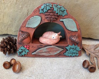Bringer of Peace, Nature Shrine, Niche Box, Ceramic Wall Art, Nursery ...