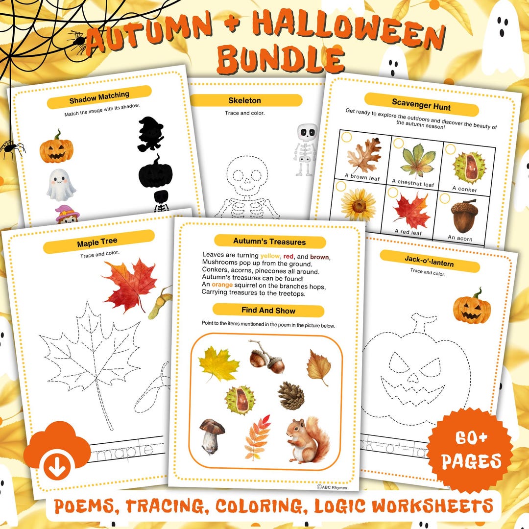 Autumn + Halloween Preschool Printable Bundle. Fall Handwriting ...