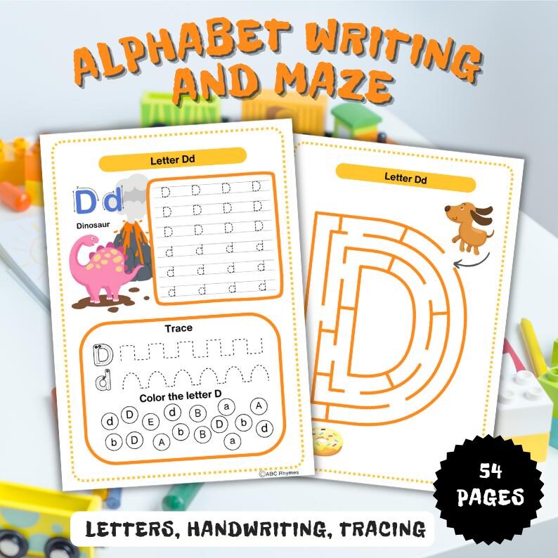 Alphabet Writing Worksheet. A - Z, Uppercase, Lowercase Letter Tracing ...