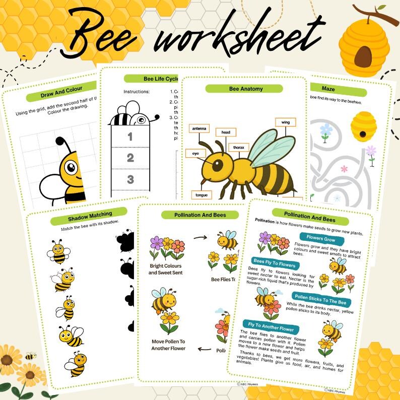 Bee Unit Study: Honey Bees Poem, Beehive Poem, Bee Life Cycle, Make ...
