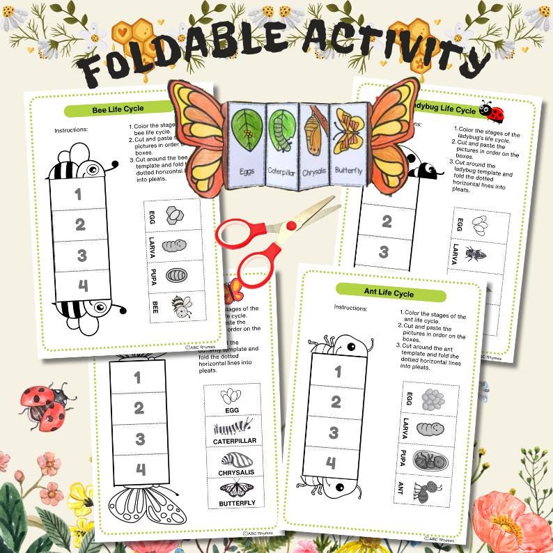 Insects Unit Study: Ant, Bee, Ladybug, Spider, Butterfly| Poems, Life ...