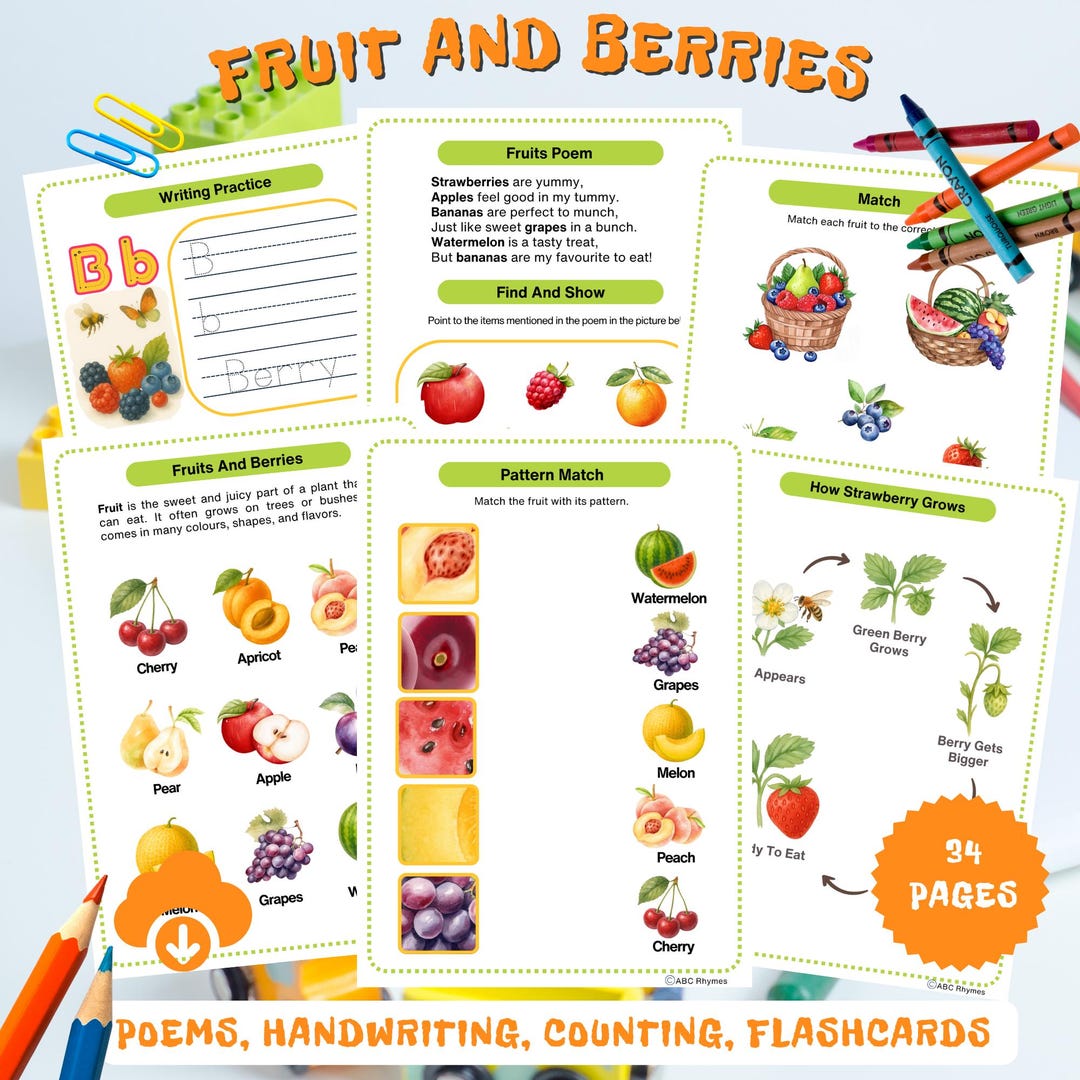 Preschool Fruit Unit Study, Poems, Printable Strawberry Life Cycle ...